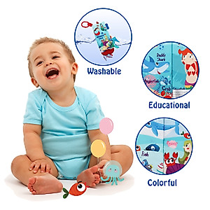 Fish Baby Books Toys 0-6-12-18 Months,Touch Feel Crinkle Cloth Books For Babies Infant Newborn 0-3 Months Baby Girl Boy Shower Gifts Toys,Soft Teething Stroller Toy,Christmas Stocking Stuffers-Mermaid