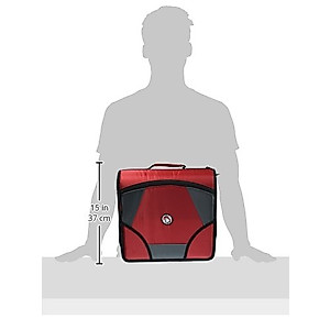 Case-it The King Sized Zip Tab Zipper Binder - 4 Inch D-Rings - 5 Subject File Folder - Multiple Pockets - 800 Sheet Capacity - Comes with Shoulder Strap - Red D-186