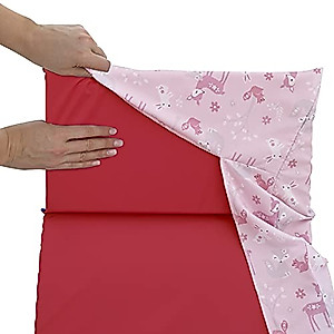 Everything Kids Fox, Deer, Bunny, Forest Pink, Grey and White Preschool Nap Pad Sheet