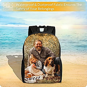 Boneker Custom Backpack Personalized Backpack with 1-9 Photo Customize Your Image Text Name Logo Waterproof Laptop Bag (1 Photo)