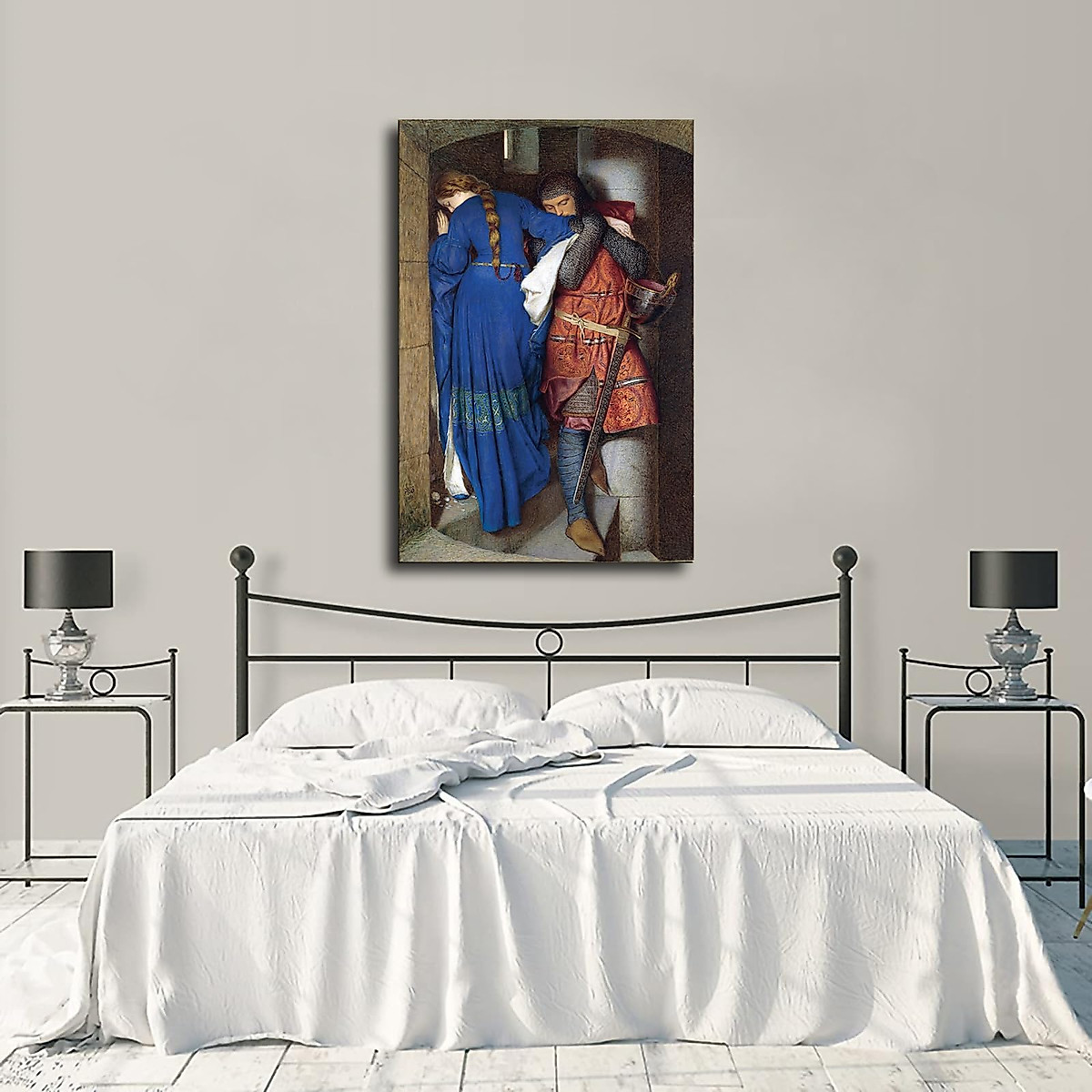 Hellelil And Hildebrand, The Meeting On The Turret Stairs - Frederick William Burton Poster Canvas Picture Printing Wall Art Decoration Posters Aesthetic Living Room Wall Decor (12×18inch-No Framed)