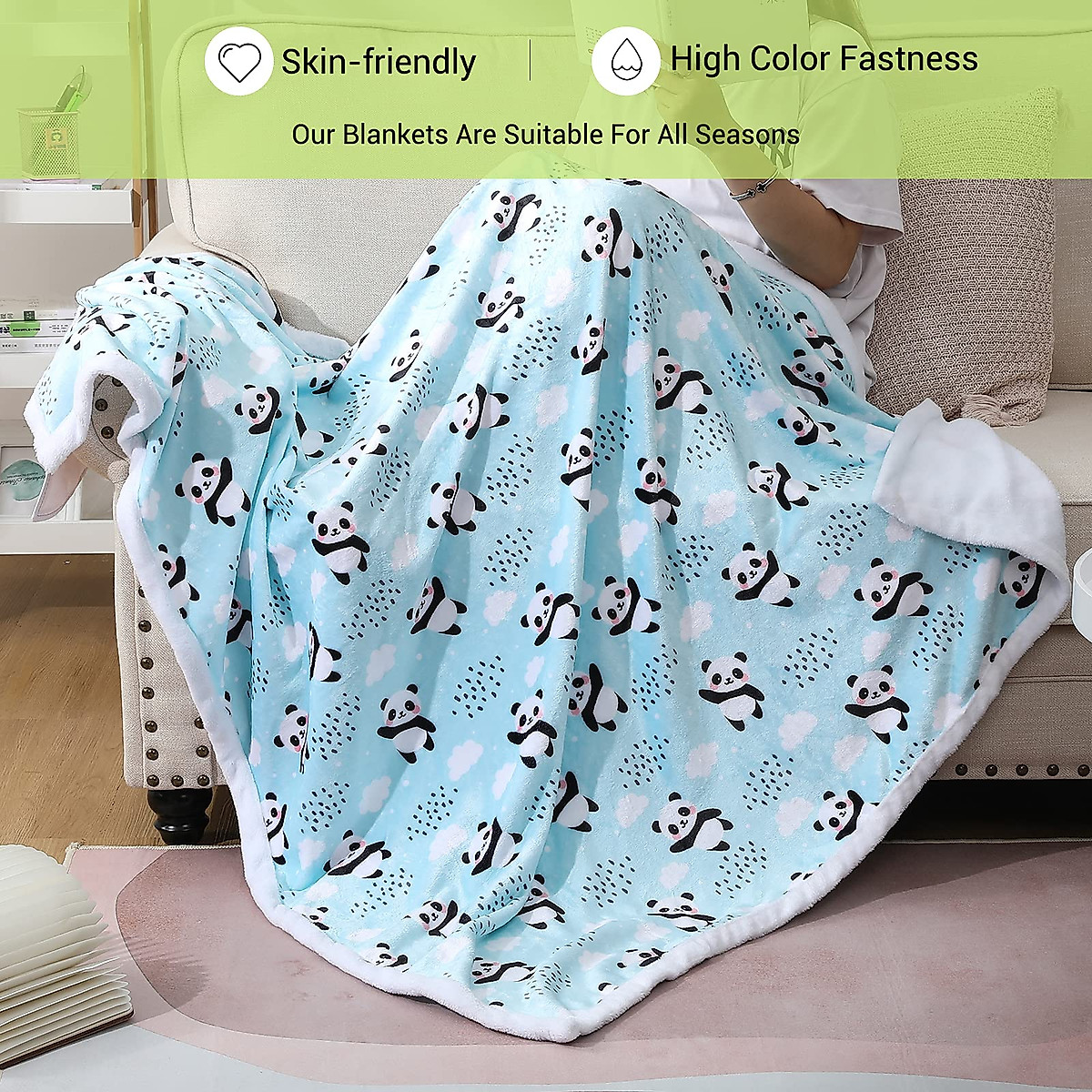 chifave Bear Blanket, 50"x 60" Kids Throw Blankets Super Soft Fluffy Comfortable Flannel Fleece Couch Bed Premium Polyester Children Cute Cartoon Wild Bears Blanket for All Season