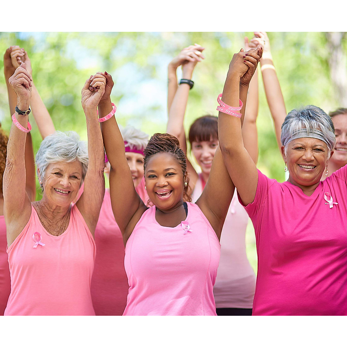36PCS Breast Cancer Awareness Pink Ribbon Bracelets - Hope Faith Strength Courage Wristbands Party Supplies Favors