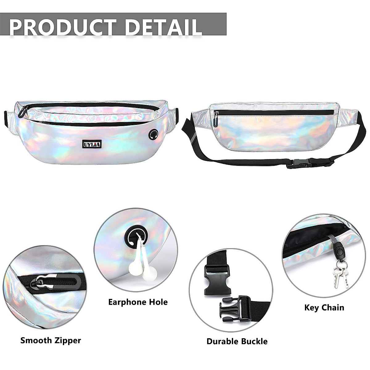 UYLIA Large Crossbody Fanny Pack with 4 Zipper Pockets for Men Women,Water Resistant Waist Pack, Gifts for Enjoy Sports Running Hiking Traveling Workout Walking Outdoors Sport