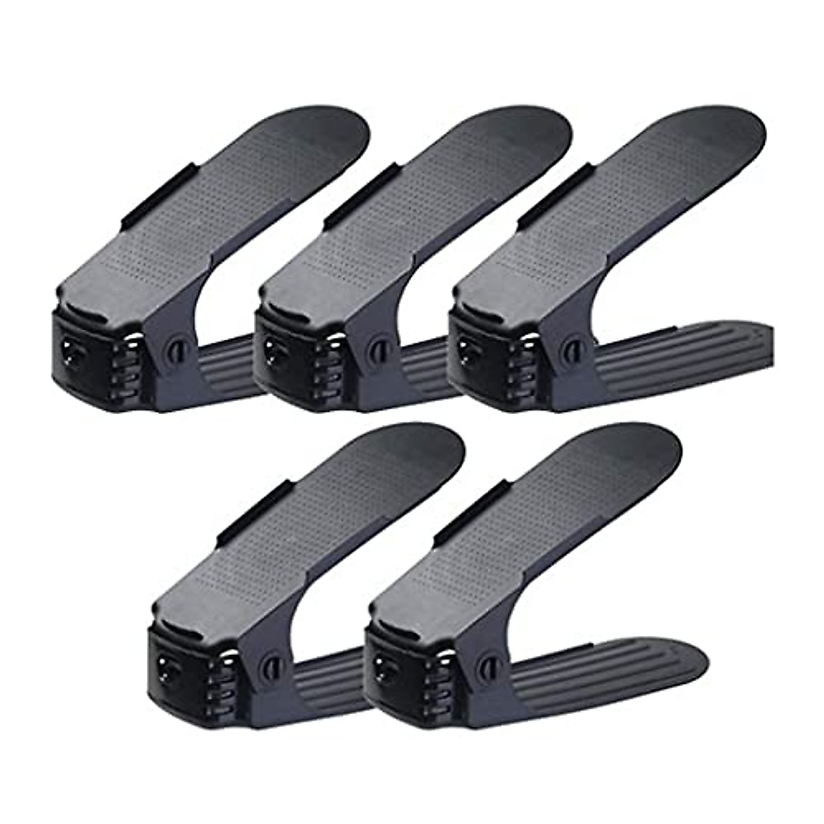 HTLLT Practical and Convenient Shoe Slots Organizer Adjustable Shoe Racks Space Saver Shoe Holder 5 Piece Set,Black