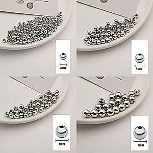200 Pcs Mix White K Beads Smooth Little Round Spacer Beads Brass Long-Lasting Tarnish Resistant Seamless Loose Beads for DIY Bracelet Jewelry Making (3/4/5/6MM-Silver)