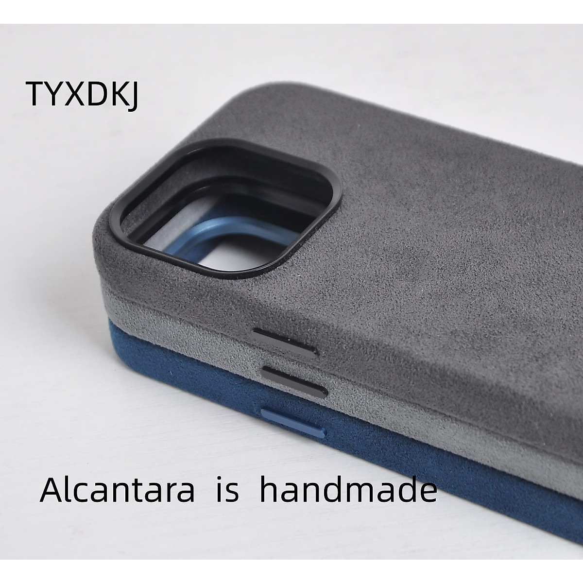 TYXDKJ Alcantara Case for iPhone 13 Pro,Handmade Fully-Wrapped Synthetic Suede Cover, Compatible with MagSafe Wireless Charging(Black)