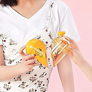 Love Storage Cup Heart Water Bottle-Shaped Cup Heart Shape Convertible Water Bottle, Plastic Portable Drinking Bottle for Girl Boy, Creative Frosted Water Sport Bottle, Rope Travel Cup Gift (Yellow)