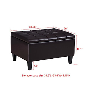 SINLOOG Storage Ottoman, Ottoman Foot Rest，Faux Leather Upholstery Storage Ottoman Bench with Safety Close Hinge, Ottoman with Storage for Living Room/Entryway/Hallway/Foot Rest