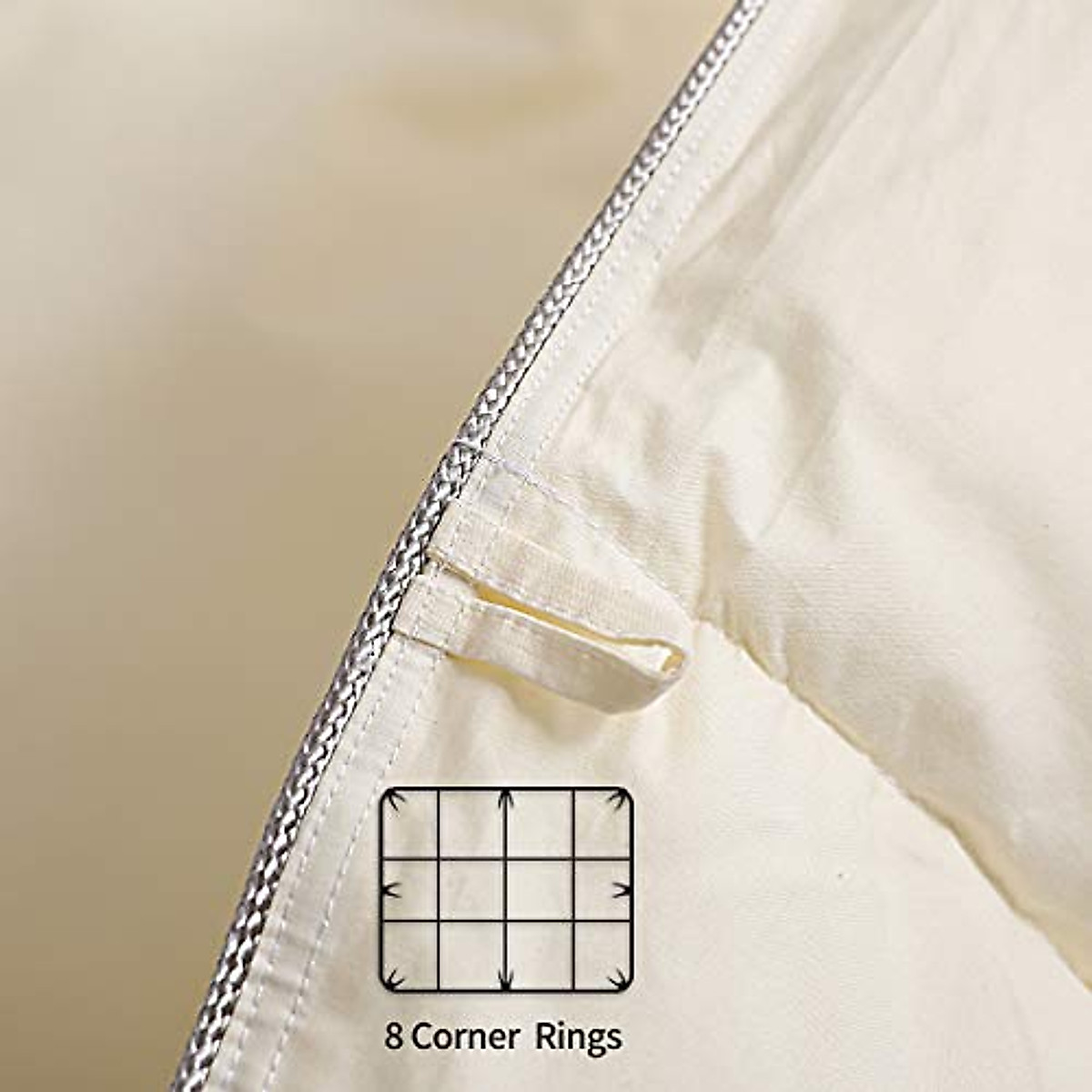 ENMUJOY Goose Down Comforter King Size Duvet Fluffy All Season Bedding Medium Warmth Soft 100% Cotton Cover Quilted 8 Corner Tabs 50 oz (Beige, King)