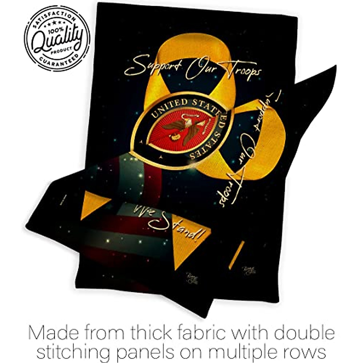 Breeze Decor Support Marine Corps Burlap House Flag Set Armed Forces USMC Semper Fi United State American Military Veteran Retire Official Banner Small Garden Yard Gift Double-Sided, Made in USA