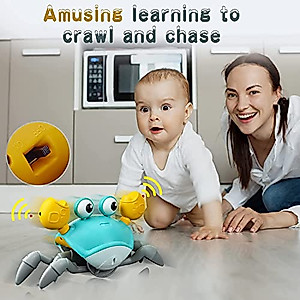 Crawling Crab Baby Toys Infant - Tummy Time Toy Gifts for 3 4 5 6 7 8 9 10 11 12 Baby Boy Girl with Learning Crawl System Music for 0-6 6-12 12-18 36 Months Walking Toddler Toy Birthday Gift (Green)