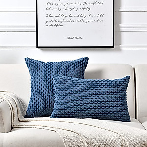 Fancy Homi 2 Packs Dusty Blue Decorative Throw Pillow Covers 18x18 Inch for Couch Bed Sofa, Modern Farmhouse Boho Home Decor, Soft Cute Plush Corduroy Cushion Case 45x45 CM