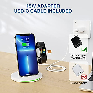 KOJACMUR 3 in 1 Wireless Charger for Fitbit Charge 5/Fitbit Luxe,Wireless Charging Station Compatible for iPhone 14/12 Pro Max/13/11/8, for Samsung Galaxy S22+ S22, for AirPods Pro/3 (White A)