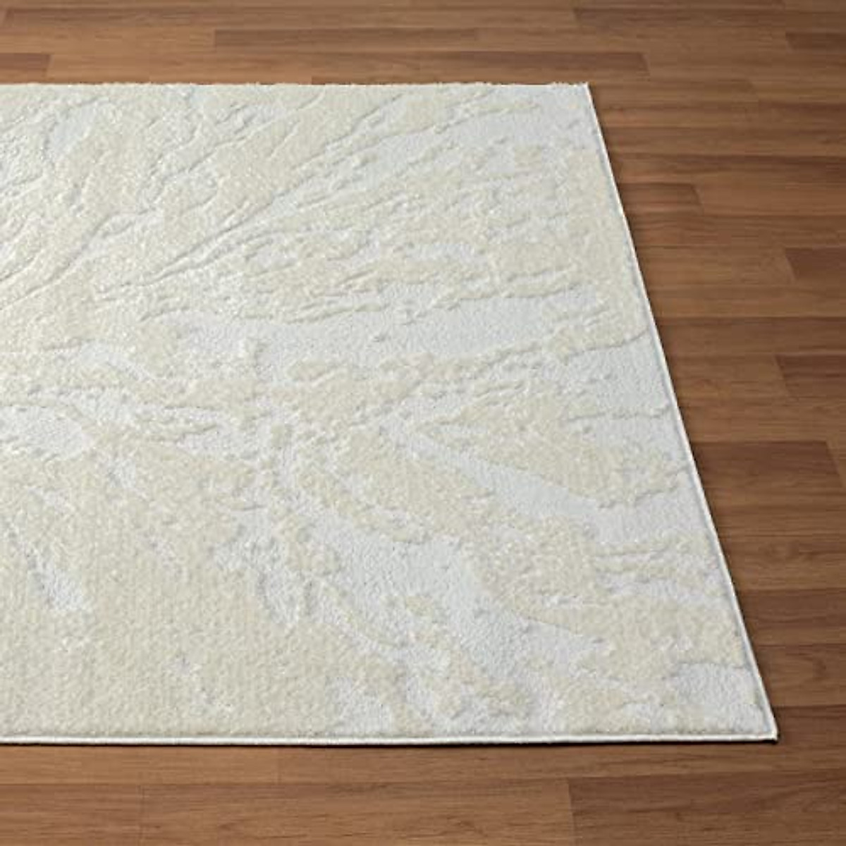 LUXE WEAVERS Abstract Textured Marble Swirl Cream 8x10 Area Rug