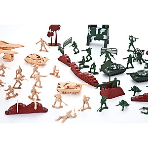 JOYIN 164 Piece Military Soldier Playset Army Men Play Bucket Army Action Figures Battle Group Deluxe Military Playset with Army Men, Aircrafts, Helicopters, Tanks with Bucket