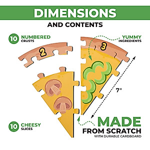 Abiliad 1-20 Double Sided Counting Pizza Puzzle - 7" Slices - 20 Piece Puzzle Teaches Counting 1-20, Number Recognition, and Motor Skills - Montessori Math Counting Puzzle