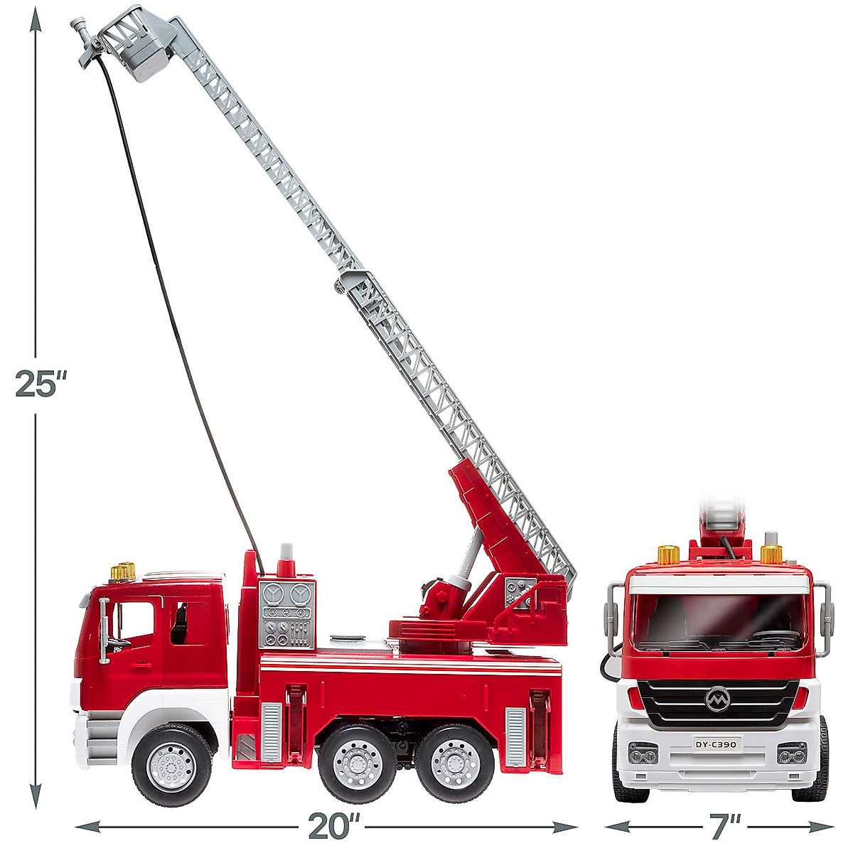 Toy Trucks for Toddlers – Trucks for 3 Year Old Boys and Girls – Deluxe Fire Truck Toy for Kids – Lights and Sound Effects – Cab Tilts and Button Roofs – Ideal for Birthday, Outdoor Play