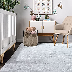 Jorkei White Area Rugs for Bedroom,4x6 Feet Plush Furry Shag Rug,Indoor Modern Plush Area Rugs for Living Room Bedroom Kids Room Kids Playroom Home Decor Floor Carpet