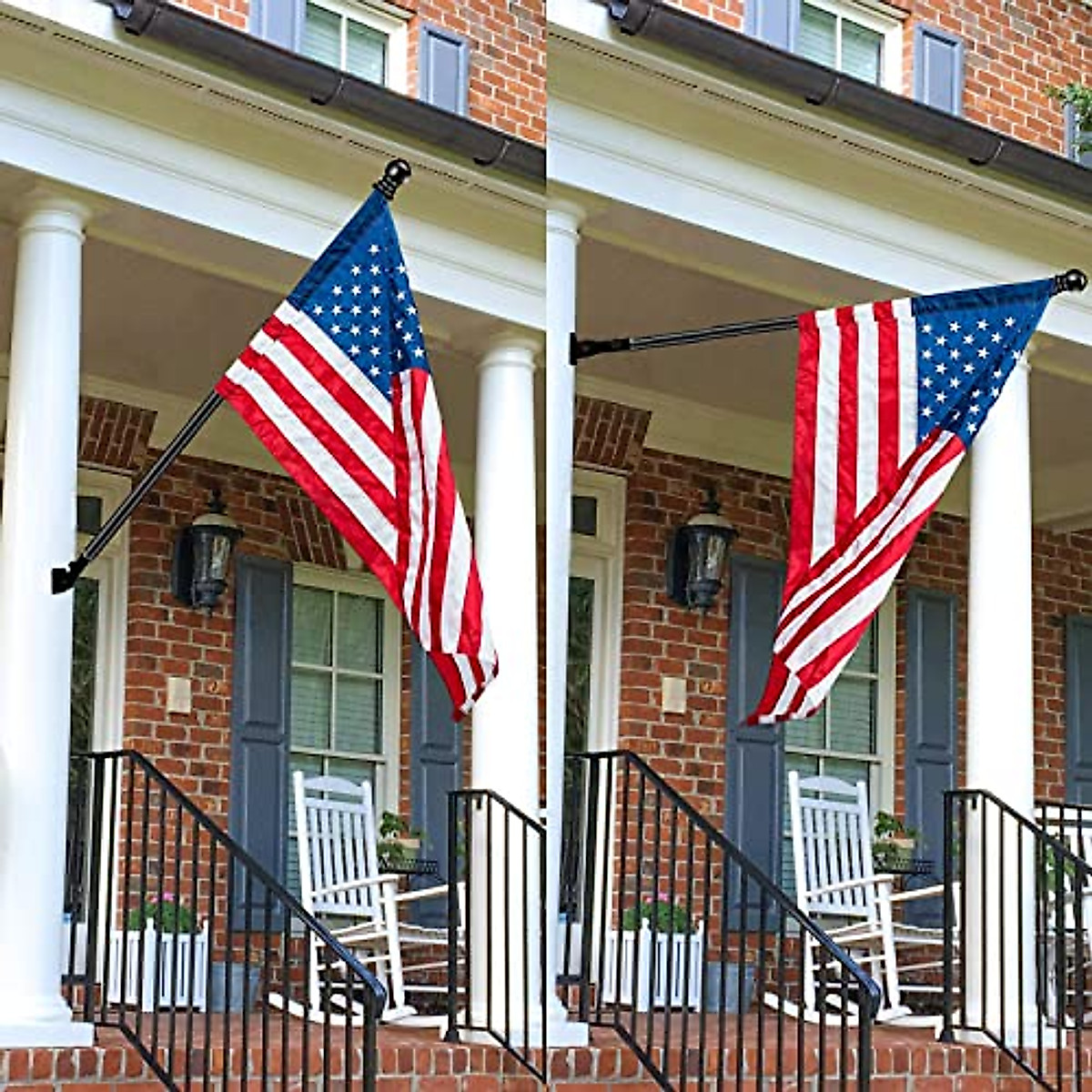 House Flag Pole, 6FT Black Flag Pole Kit - Flag Pole for Outside House, Wall Mount Tangle Free Flag Pole with Stand for Home Truck, Garden Yard Residential or Commercial