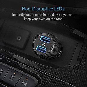 Anker 24W 4.8A Car Charger, 2-Port Ultra-Compact PowerDrive 2 Elite with PowerIQ Technology and LED for iPhone XS/Max/XR/X/8/7/6/Plus, iPad Pro/Air/Mini, Galaxy Note/S Series, LG, Nexus, HTC, and More