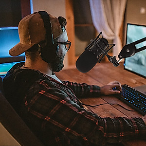 Boseen Microphone Shock Mount with Foam Windscreen Compatible with AT2020 AT2020USB+ AT2020USBi, Spider Shockmount Holder with Mic Cover Pop Filter and Screw Adapter Eliminates Vibration Noise