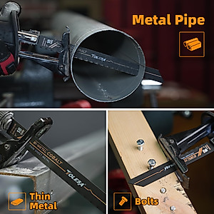 TOLESA 9 Inch Sawzall Blades Metal 10 Pack, 18 TPI Bi-Metal Reciprocating Saw Blades for Metal Pipes, Metal Profiles, Medium & Thin Sheet Metal Cutting