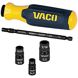 VACO VAC1070 Impact Driver, 7-in-1 SAE Multi-Bit Impact Flip Socket with Handle, 6 Easy-to-Identify Hex Driver Sizes and 1/4-Inch Bit Holder