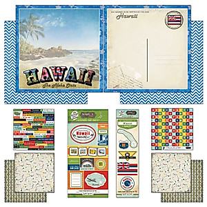 Scrapbook Customs Themed Paper and Stickers Scrapbook Kit, Hawaii Vintage, 12 inch by 12 inch