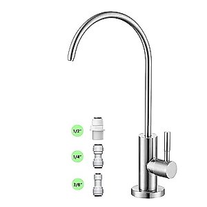 Drinking Water Faucet for Kitchen,100% Lead-Free Reverse Osmosis Faucet,Stainless Steel Kitchen Filtered Water Faucet,Brushed Nickel RO Faucet with Longer Thread Pipe