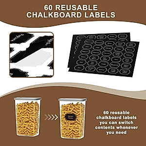 Homhut Airtight Food Storage Containers With Lids 15pcs Organization Canisters Kitchen Bpa Free Plastic Pantry Containers Storage Set for Pasta, Cereal, Dry Food, Flour and Sugar-60 Labels