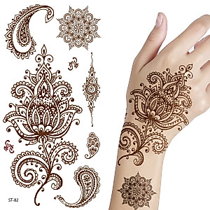 Supperb® Temporary Tattoos - Inspired Mehndi Design Temporary Henna Tattoos