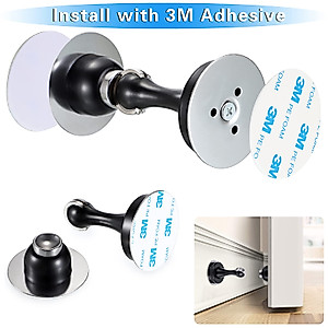 Sumnacon Magnetic Door Stopper, Heavy Duty Stainless Steel Door Stop Holder Come with 4 Pcs 3M Double-Sided Adhesive Tape & Hardware Screws,Install with Adhesive Tape Or Screws On Floor Wall (Black)