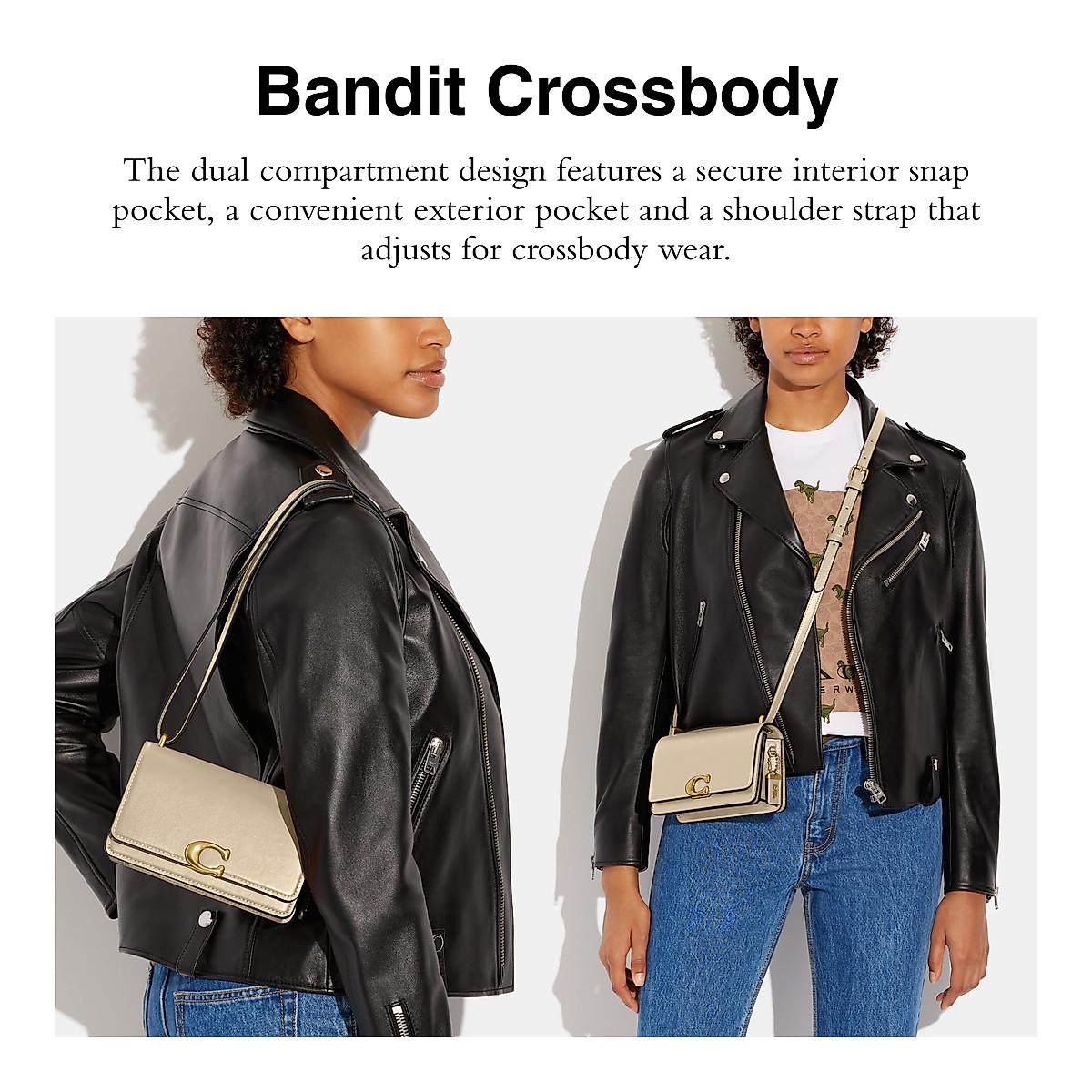 COACH Luxe Refined Calf Leather Bandit Crossbody, Ivory, One Size