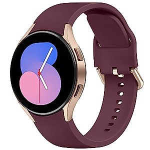 Vancle Bands Compatible with Samsung Galaxy Watch 4 / Galaxy Watch 5 Band 40mm 44mm, Galaxy Watch 4 Classic Bands 42mm 46mm, Galaxy Watch 5 Pro 45mm, 20mm Soft Silicone Sport Strap for Women Men (Wine