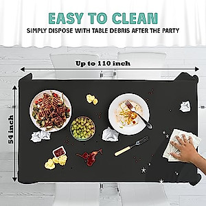 Tablecloth Roll – 54" X 110' Black Premium Plastic Table Cloths with Cutter Box - Cut to Size - Decorative Rectangle Table Cover Smooth Tablecloth - Disposable Tablecloths for Parties, Weddings.