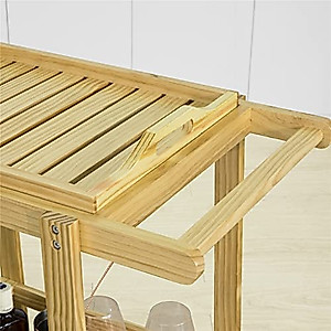 ZYJBM Serving Trolley with Bottle Holder and a Removable Tray Kitchen Trolley Trolley Trolley Bar Cart