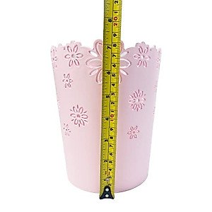 Nazr Wastebasket, Hollow Flower Shape Plastic Lidless Wastepaper Baskets Trash Can (S-Pink)