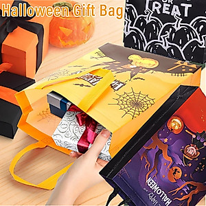 Halloween Trick or Treat Bags, Large Halloween Tote Bags with Handles Halloween Candy Bag Reusable Non-Woven Halloween Bag for Gifts Wrapping, Trick or Treat, Halloween Party Supplies 15"×11.8"×3.9"