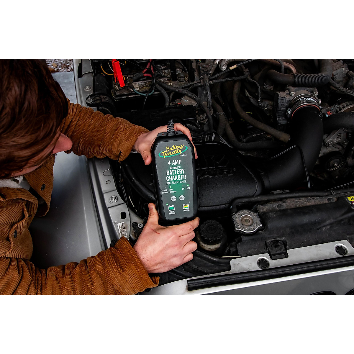 Battery Tender 4 AMP Battery Charger and Maintainer - Automotive Switchable 12V or 6V Smart Fully Automatic for Cars SUVs and Trucks - Lead Acid & Lithium Battery Charger - 022-0209-BT-WH