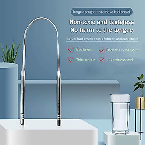 Zlongron U-shaped metal stainless steel toungescraper, is a bad breath eliminating oral care tongue brush, durable, easy to clean tongue scraper with case. bring you a day of fresh breath.
