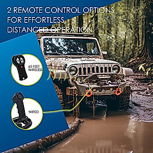 POLESTAR 12V DC 13,000 lb Electric Truck Winch Synthetic Rope 3/8" Diameter, for SUV Trailer Offroad, Waterproof Wireless Remote