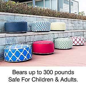 QILLOWAY Indoor/Outdoor Inflatable Stool,Round Ottoman,All Weather Foot Rest for Kids or Adults, Camping or Home (Peacock Blue)