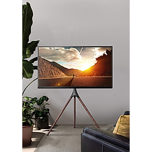 TechOrbits Tripod TV Stand with Mount - Non-Slip TV Mount Stand for Floor, Universal Fit, 45" to 65" TVs, Height Adjustable W/ 360 Degree Swivel, TV Stand for Bedroom, Living Room