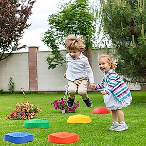 Juoe 5Pcs Stepping Stones for Kids,Non-Slip Plastic Toddler Balance River Stones for Promoting Children's Coordination Skills Obstacle Courses Sensory Toys for Toddlers Indoor or Outdoor Play