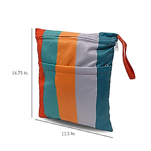 Wet Dry Bags for Diaper Bag - 2 Pack Washable Waterproof Reusable Pouch with Zipper Pocket for Cloth Diapers, Swimsuits, Pool, Beach, Dirty Clothes, Travel, Gym, Yoga Baby Stroller, Breast Pump Parts