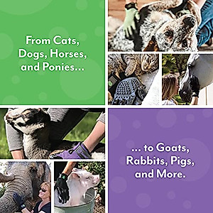 Handson Pet Grooming Gloves - Patented #1 Ranked, Award Winning Shedding, Bathing, & Hair Remover Gloves - Gentle Brush for Cats, Dogs, and Horses (Mono-Green, Medium) 1 Pair