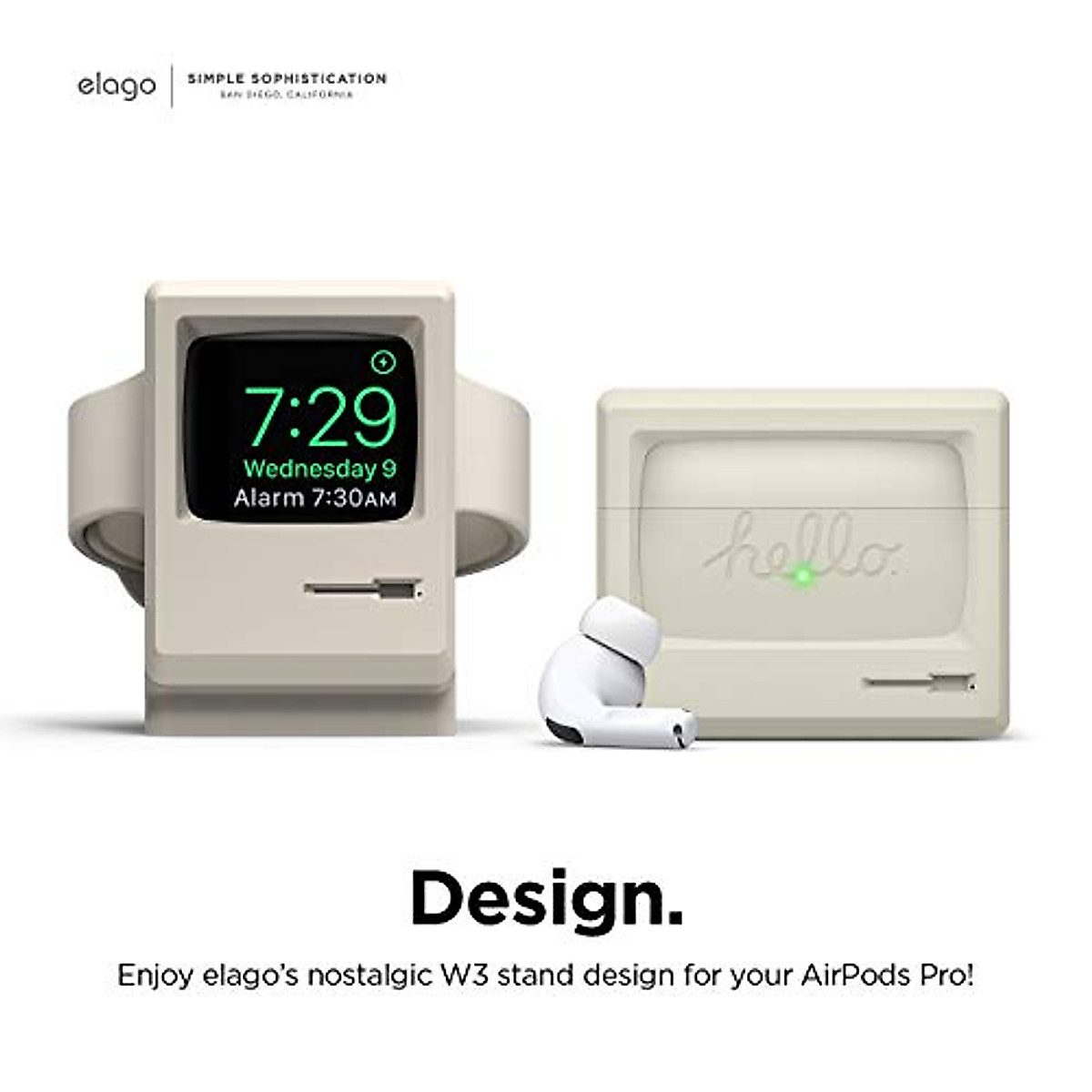 elago AW3 Silicone Case Compatible with Airpods Pro Case Cover - Classic Monitor Design, Visible LED Light, Supports Wireless Charging [US Patent Registered]