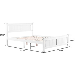 Bonnlo Queen Platform Bed Frame with Headboard, Wood Bed Frame, No Box Spring Needed, White
