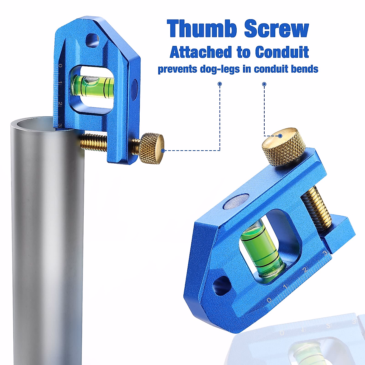 WORKPRO Conduit Bending Level, Magnetic Level, Pipe Level, Bubble Vial for 90° Measurement, Aluminum Alloy Construction, 2.5-inch, Cobalt Blue